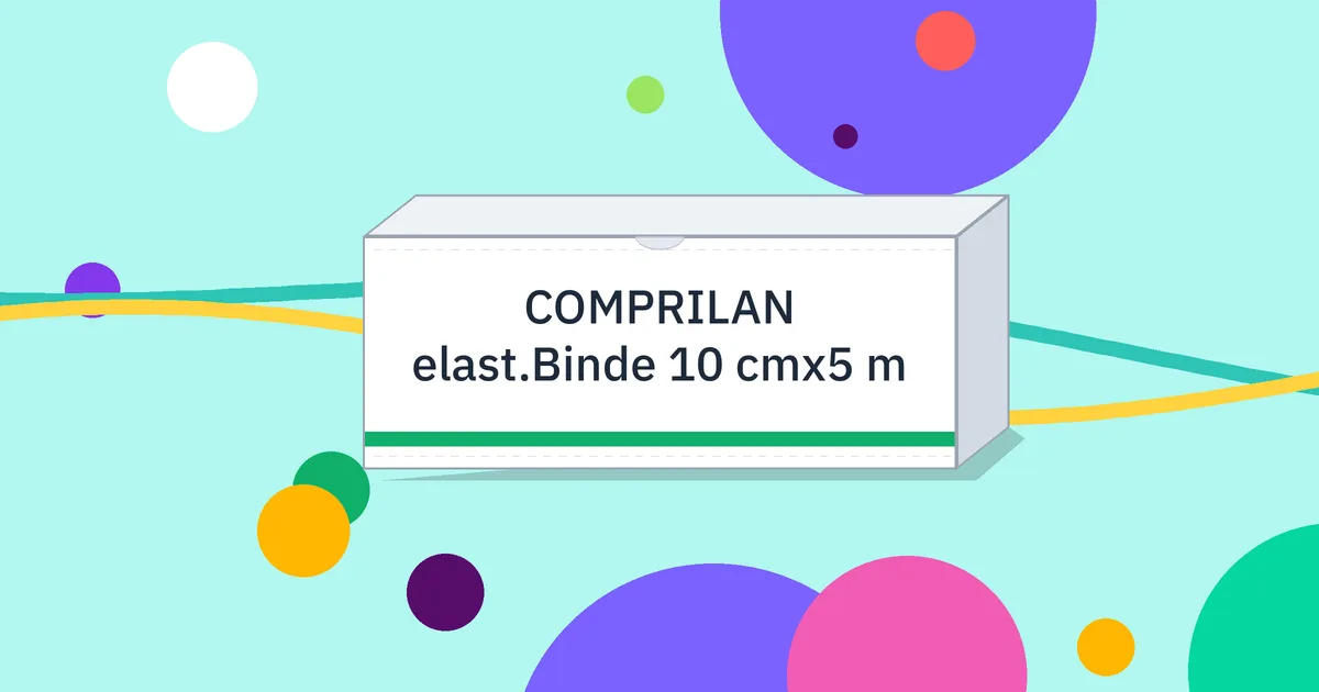 Symbolbild: Packung mit der Aufschrift COMPRILAN elast.Binde 10 cmx5 m (PZN 19347025) – Verfügbarkeit und Bezug in Apotheken in Frankfurt am Main