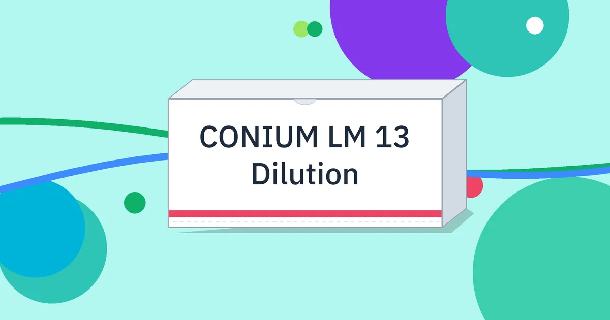 Symbolbild: Packung mit der Aufschrift CONIUM LM 13 Dilution (PZN 12833082) – Verfügbarkeit und Bezug in Apotheken in Frankfurt am Main