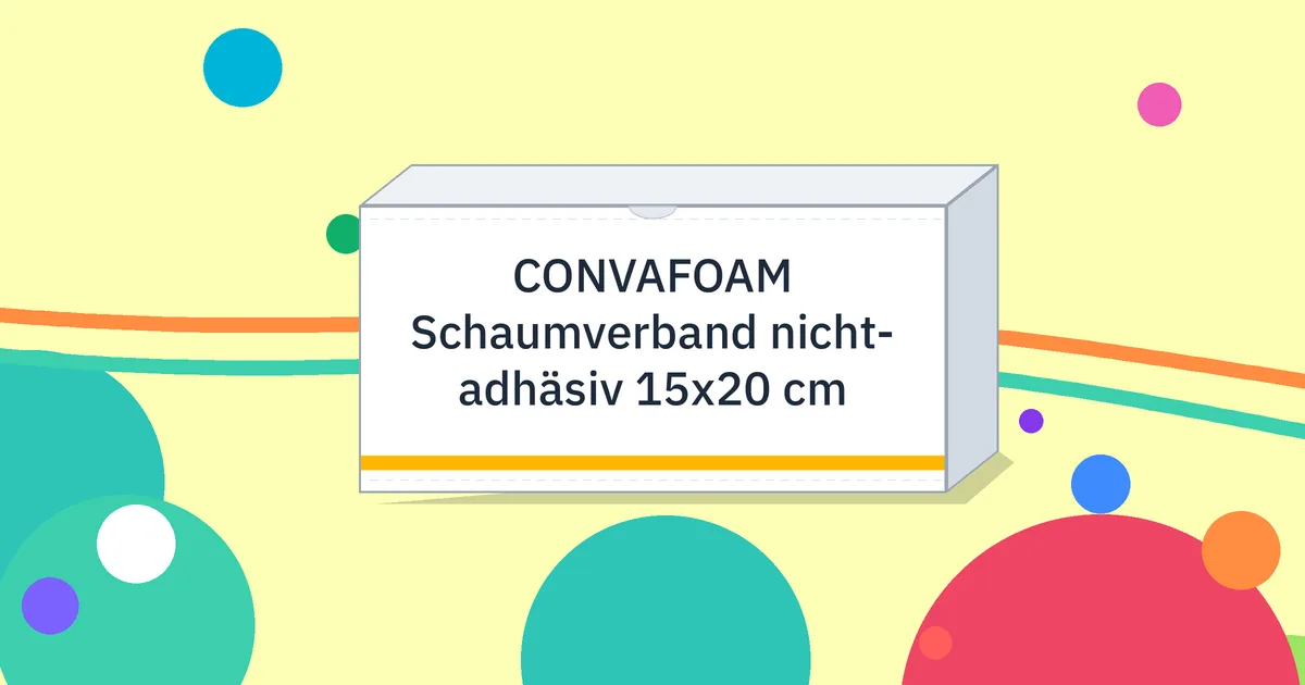 Symbolbild: Packung mit der Aufschrift CONVAFOAM Schaumverband nicht-adhäsiv 15x20 cm (PZN 20629409) – Verfügbarkeit und Bezug in Apotheken in Frankfurt am Main