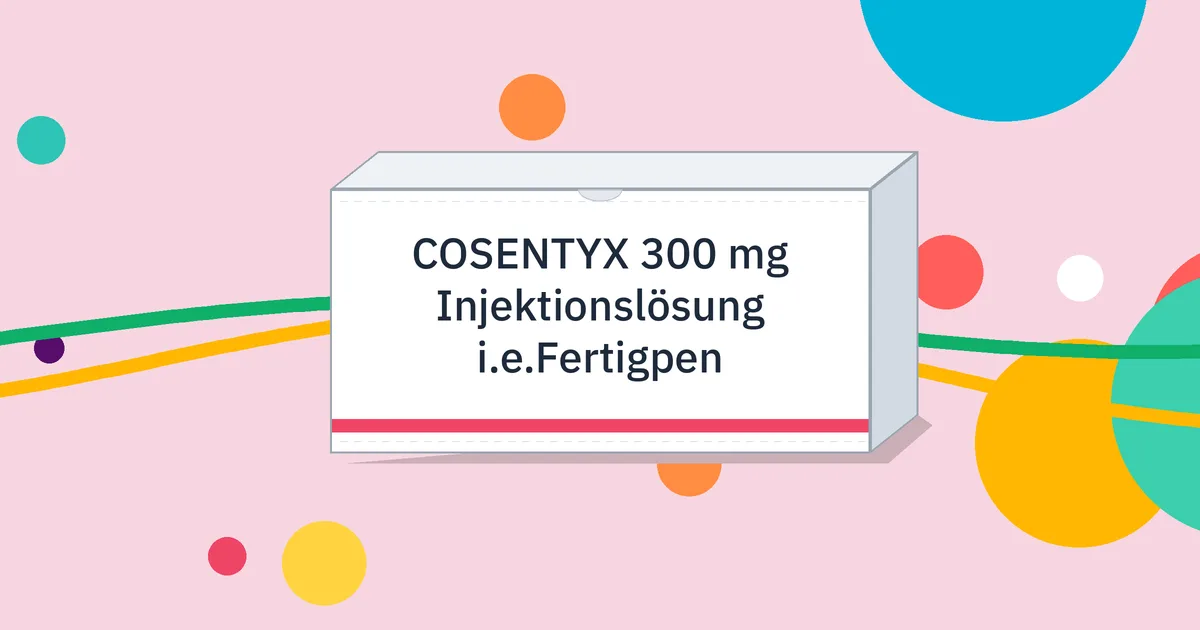Symbolbild: Packung mit der Aufschrift COSENTYX 300 mg Injektionslösung i.e.Fertigpen (PZN 17588026) – Verfügbarkeit und Bezug in Apotheken in Frankfurt am Main