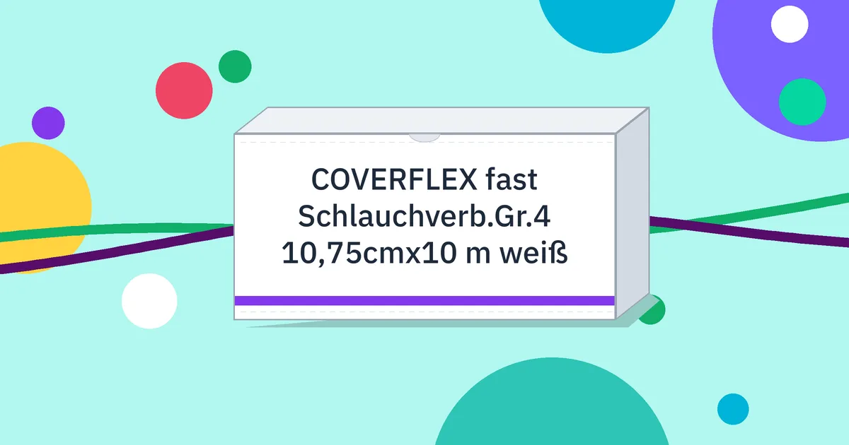 Symbolbild: Packung mit der Aufschrift COVERFLEX fast Schlauchverb.Gr.4 10,75cmx10 m weiß (PZN 16889547) – Verfügbarkeit und Bezug in Apotheken in Frankfurt am Main