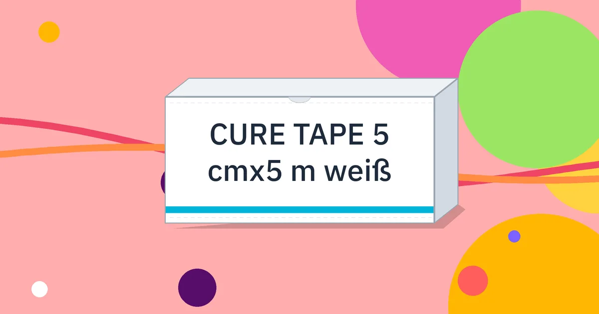 Symbolbild: Packung mit der Aufschrift CURE TAPE 5 cmx5 m weiß (PZN 03950110) – Verfügbarkeit und Bezug in Apotheken in Frankfurt am Main