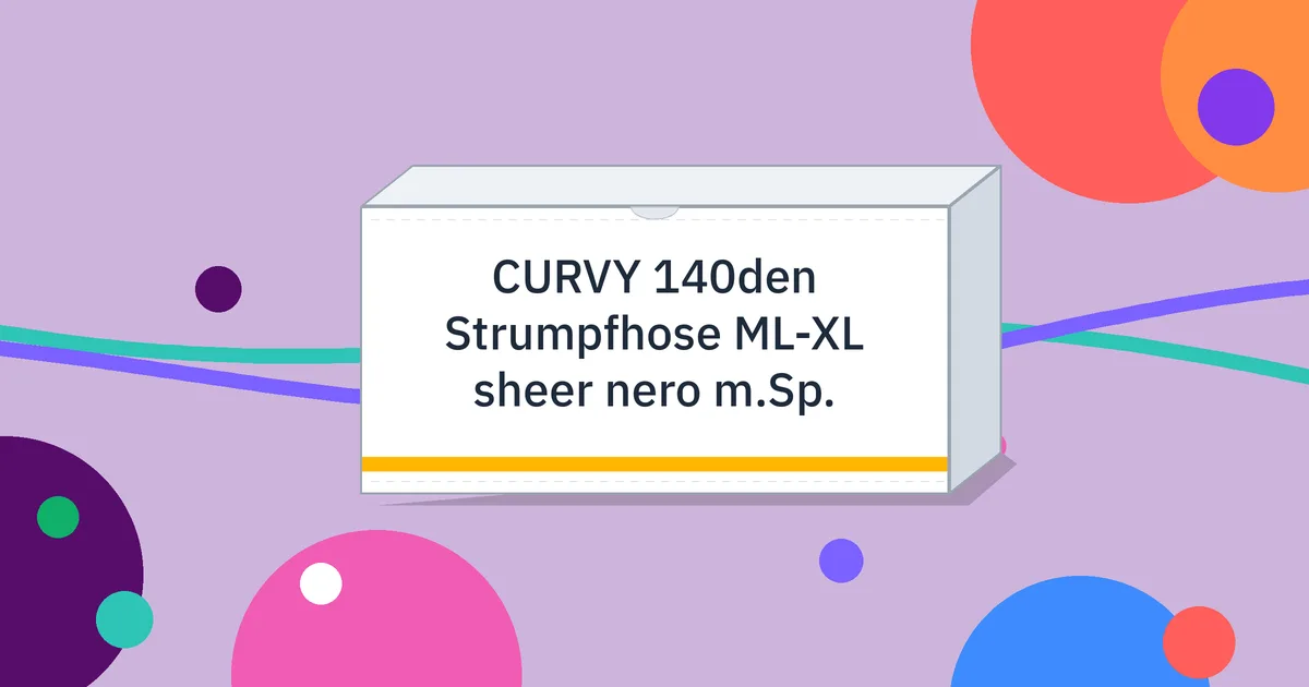 Symbolbild: Packung mit der Aufschrift CURVY 140den Strumpfhose ML-XL sheer nero m.Sp. (PZN 16175405) – Verfügbarkeit und Bezug in Apotheken in Frankfurt am Main