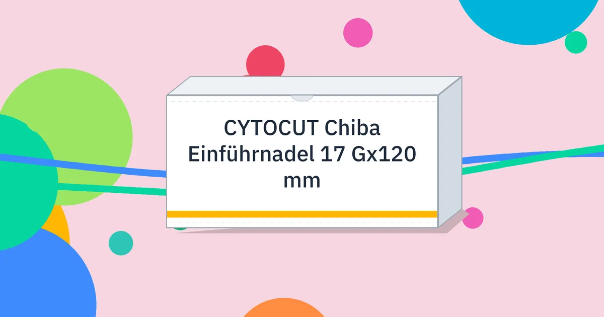 Symbolbild: Packung mit der Aufschrift CYTOCUT Chiba Einführnadel 17 Gx120 mm (PZN 16919053) – Verfügbarkeit und Bezug in Apotheken in Frankfurt am Main