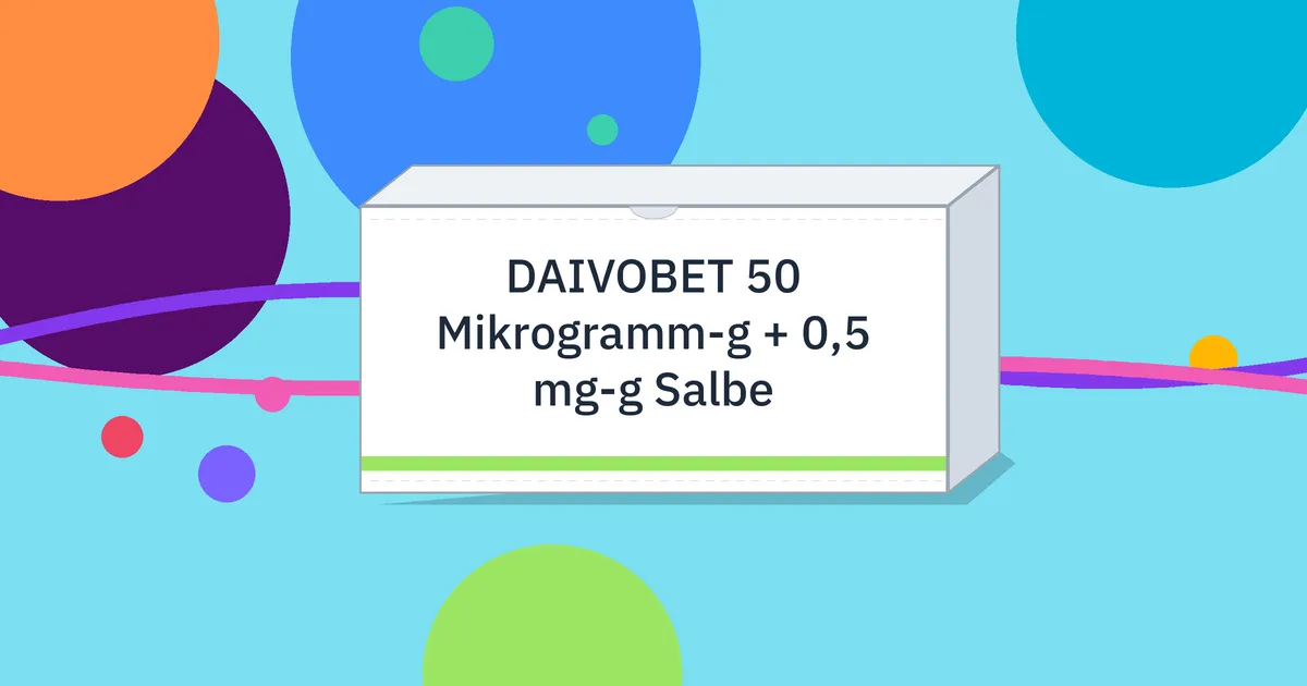Symbolbild: Packung mit der Aufschrift DAIVOBET 50 Mikrogramm-g + 0,5 mg-g Salbe (PZN 18659998) – Verfügbarkeit und Bezug in Apotheken in Frankfurt am Main