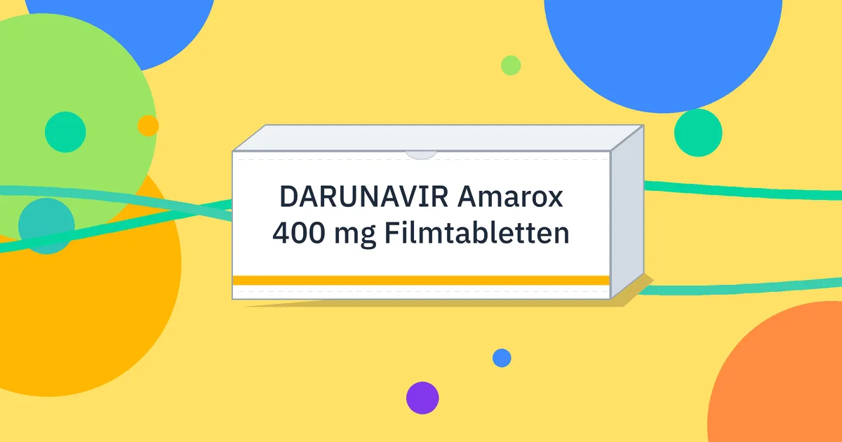 Symbolbild: Packung mit der Aufschrift DARUNAVIR Amarox 400 mg Filmtabletten (PZN 17201352) – Verfügbarkeit und Bezug in Apotheken in Frankfurt am Main