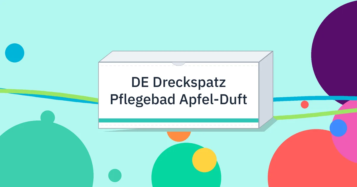 Symbolbild: Packung mit der Aufschrift DE Dreckspatz Pflegebad Apfel-Duft (PZN 17922399) – Verfügbarkeit und Bezug in Apotheken in Frankfurt am Main