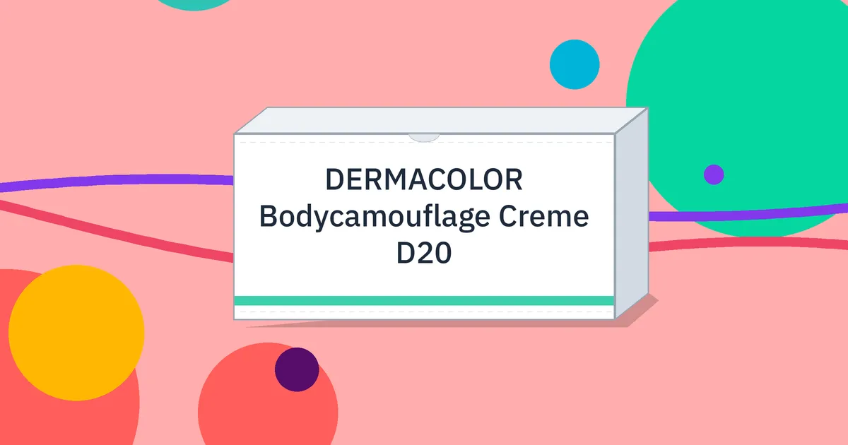 Symbolbild: Packung mit der Aufschrift DERMACOLOR Bodycamouflage Creme D20 (PZN 15818203) – Verfügbarkeit und Bezug in Apotheken in Frankfurt am Main