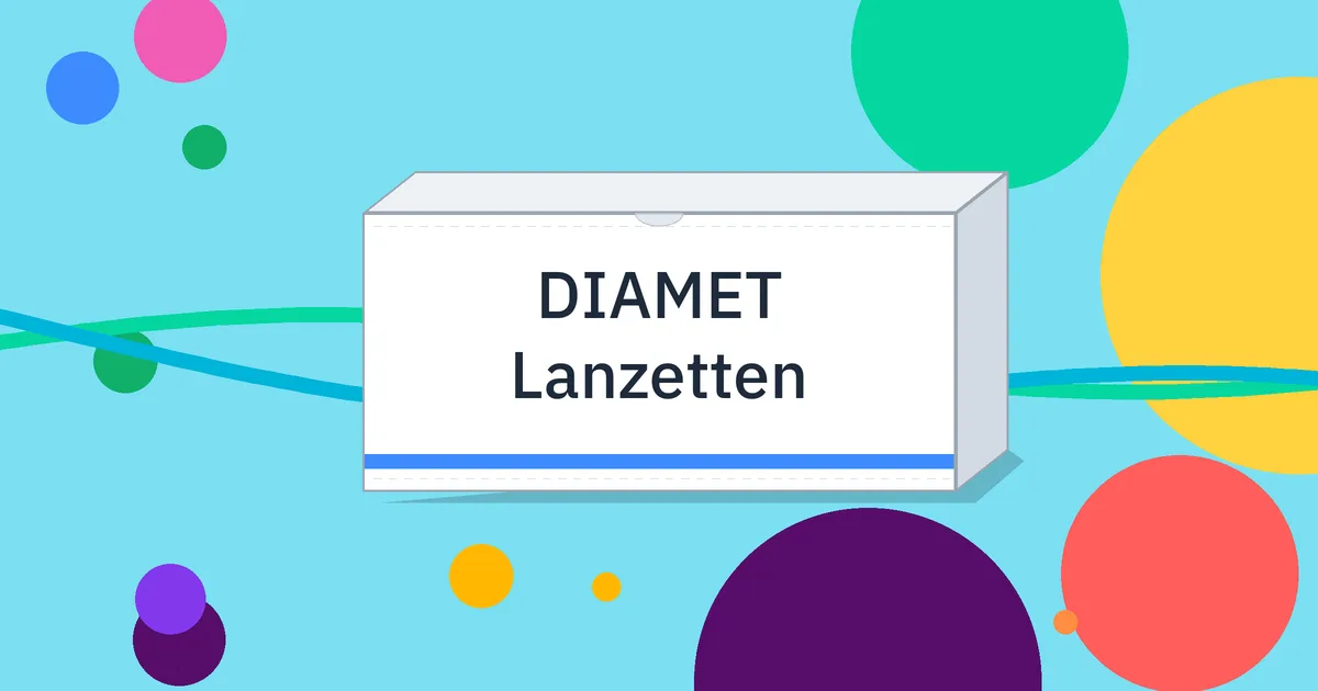Symbolbild: Packung mit der Aufschrift DIAMET Lanzetten (PZN 05516398) – Verfügbarkeit und Bezug in Apotheken in Frankfurt am Main