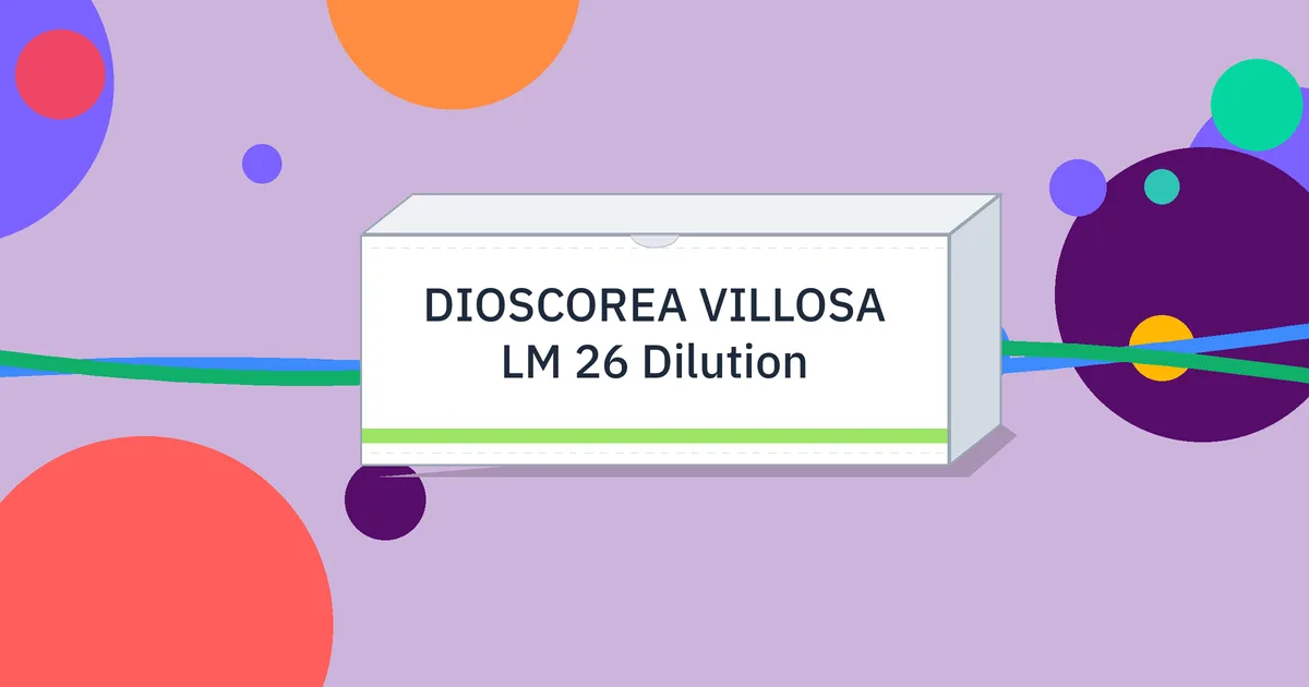 Symbolbild: Packung mit der Aufschrift DIOSCOREA VILLOSA LM 26 Dilution (PZN 13465338) – Verfügbarkeit und Bezug in Apotheken in Frankfurt am Main