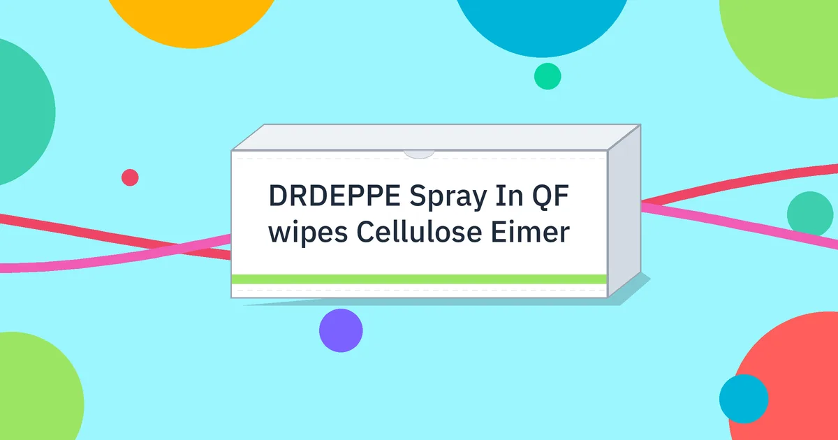 Symbolbild: Packung mit der Aufschrift DRDEPPE Spray In QF wipes Cellulose Eimer (PZN 19692377) – Verfügbarkeit und Bezug in Apotheken in Frankfurt am Main