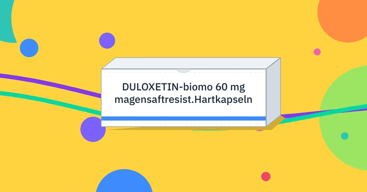 Symbolbild: Packung mit der Aufschrift DULOXETIN-biomo 60 mg magensaftresist.Hartkapseln (PZN 11155007) – Verfügbarkeit und Bezug in Apotheken in Frankfurt am Main