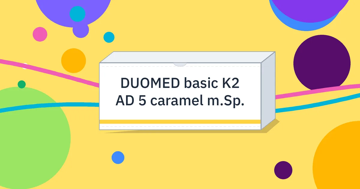 Symbolbild: Packung mit der Aufschrift DUOMED basic K2 AD 5 caramel m.Sp. (PZN 20906731) – Verfügbarkeit und Bezug in Apotheken in Frankfurt am Main