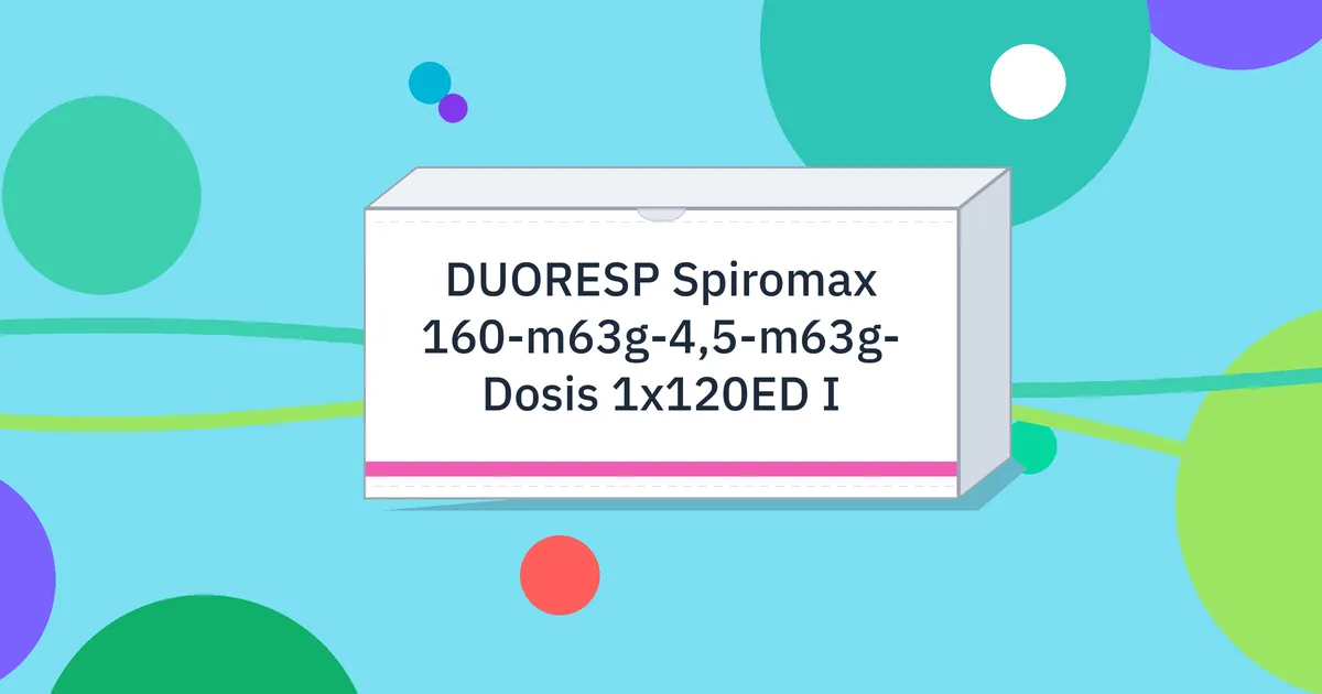 Symbolbild: Packung mit der Aufschrift DUORESP Spiromax 160-m63g-4,5-m63g-Dosis 1x120ED I (PZN 12387211) – Verfügbarkeit und Bezug in Apotheken in Frankfurt am Main