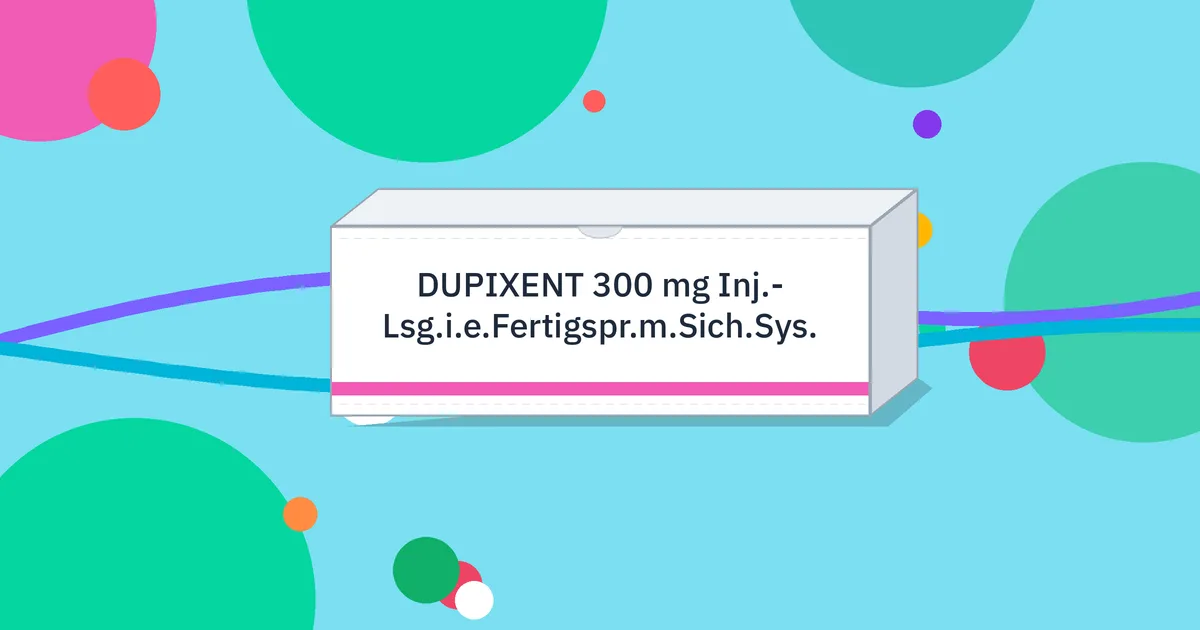 Symbolbild: Packung mit der Aufschrift DUPIXENT 300 mg Inj.-Lsg.i.e.Fertigspr.m.Sich.Sys. (PZN 16666942) – Verfügbarkeit und Bezug in Apotheken in Frankfurt am Main