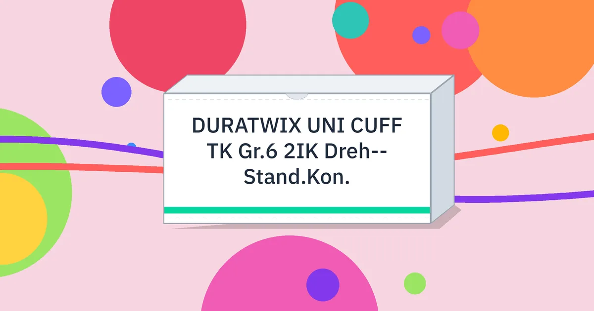Symbolbild: Packung mit der Aufschrift DURATWIX UNI CUFF TK Gr.6 2IK Dreh--Stand.Kon. (PZN 12371233) – Verfügbarkeit und Bezug in Apotheken in Frankfurt am Main