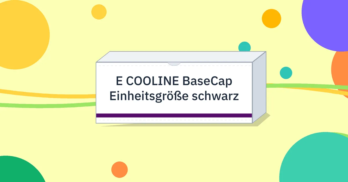 Symbolbild: Packung mit der Aufschrift E COOLINE BaseCap Einheitsgröße schwarz (PZN 06469040) – Verfügbarkeit und Bezug in Apotheken in Frankfurt am Main