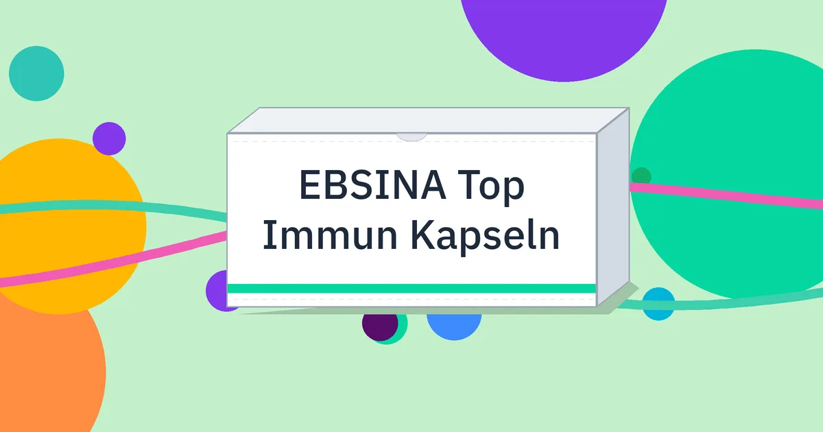 Symbolbild: Packung mit der Aufschrift EBSINA Top Immun Kapseln (PZN 16388549) – Verfügbarkeit und Bezug in Apotheken in Frankfurt am Main