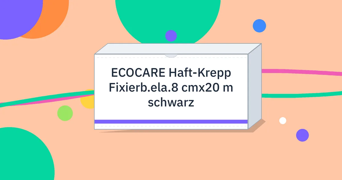 Symbolbild: Packung mit der Aufschrift ECOCARE Haft-Krepp Fixierb.ela.8 cmx20 m schwarz (PZN 11518705) – Verfügbarkeit und Bezug in Apotheken in Frankfurt am Main