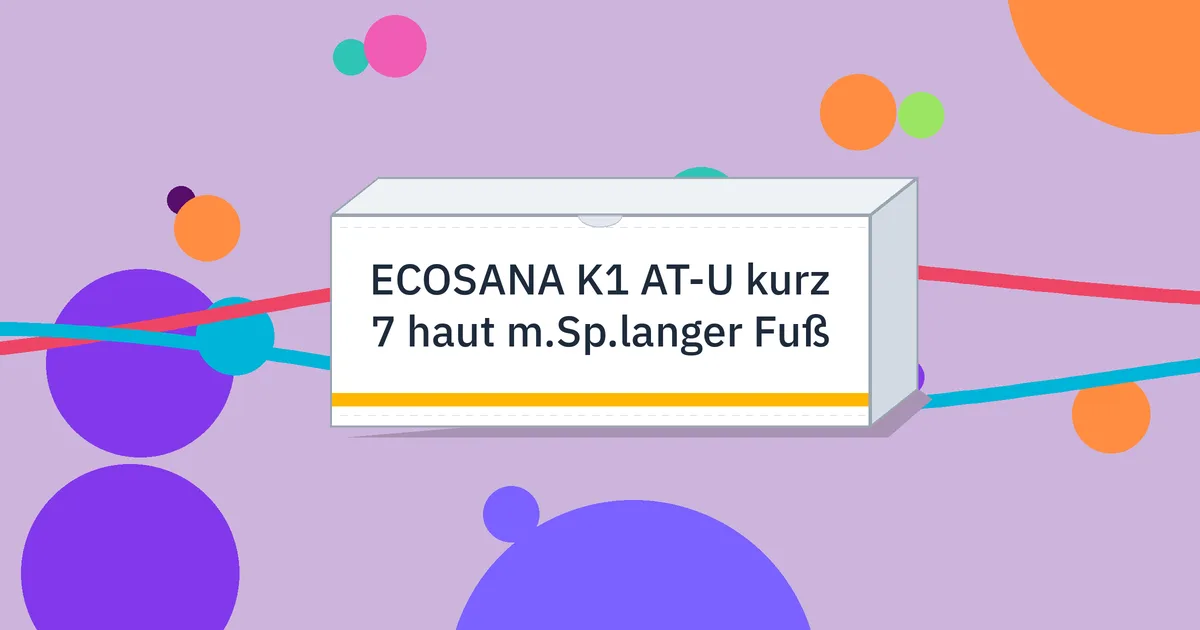 Symbolbild: Packung mit der Aufschrift ECOSANA K1 AT-U kurz 7 haut m.Sp.langer Fuß (PZN 04736028) – Verfügbarkeit und Bezug in Apotheken in Frankfurt am Main