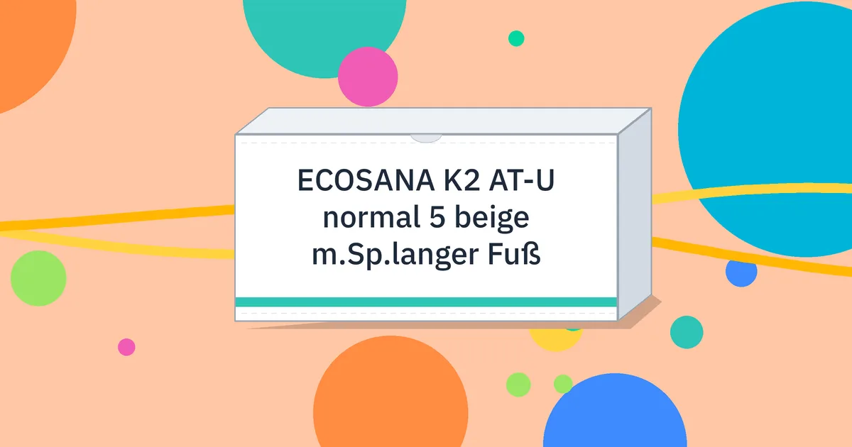 Symbolbild: Packung mit der Aufschrift ECOSANA K2 AT-U normal 5 beige m.Sp.langer Fuß (PZN 10956515) – Verfügbarkeit und Bezug in Apotheken in Frankfurt am Main