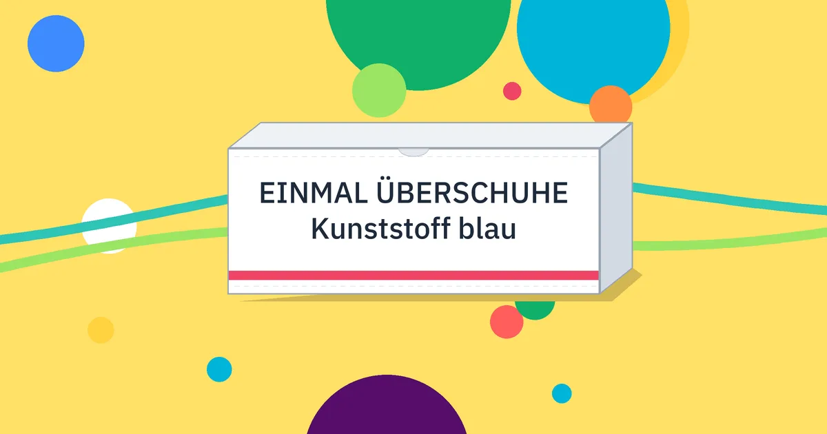 Symbolbild: Packung mit der Aufschrift EINMAL ÜBERSCHUHE Kunststoff blau (PZN 09912470) – Verfügbarkeit und Bezug in Apotheken in Frankfurt am Main