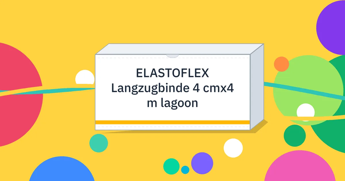 Symbolbild: Packung mit der Aufschrift ELASTOFLEX Langzugbinde 4 cmx4 m lagoon (PZN 17175985) – Verfügbarkeit und Bezug in Apotheken in Frankfurt am Main