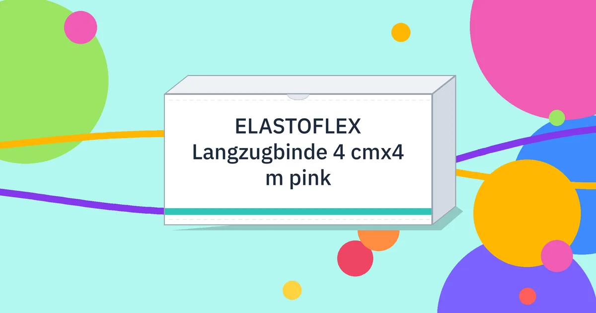 Symbolbild: Packung mit der Aufschrift ELASTOFLEX Langzugbinde 4 cmx4 m pink (PZN 12637145) – Verfügbarkeit und Bezug in Apotheken in Frankfurt am Main