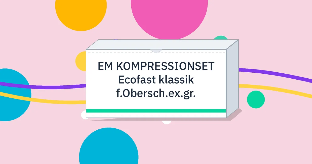 Symbolbild: Packung mit der Aufschrift EM KOMPRESSIONSET Ecofast klassik f.Obersch.ex.gr. (PZN 10027402) – Verfügbarkeit und Bezug in Apotheken in Frankfurt am Main