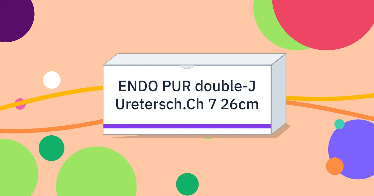 Symbolbild: Packung mit der Aufschrift ENDO PUR double-J Uretersch.Ch 7 26cm (PZN 00437926) – Verfügbarkeit und Bezug in Apotheken in Frankfurt am Main