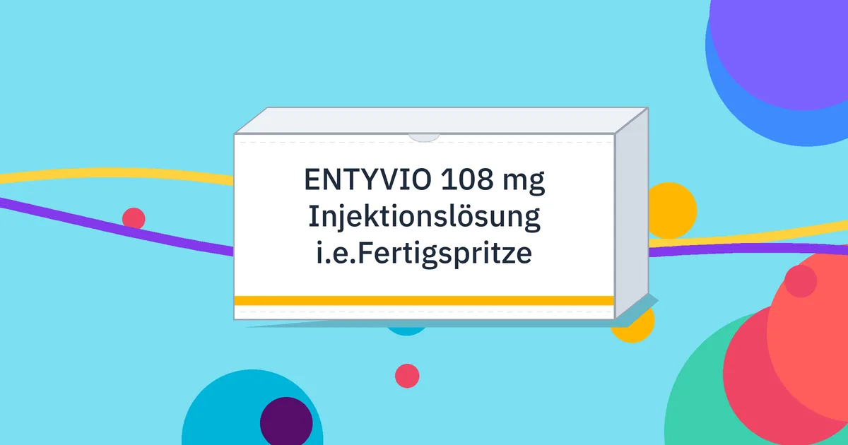 Symbolbild: Packung mit der Aufschrift ENTYVIO 108 mg Injektionslösung i.e.Fertigspritze (PZN 15894523) – Verfügbarkeit und Bezug in Apotheken in Frankfurt am Main