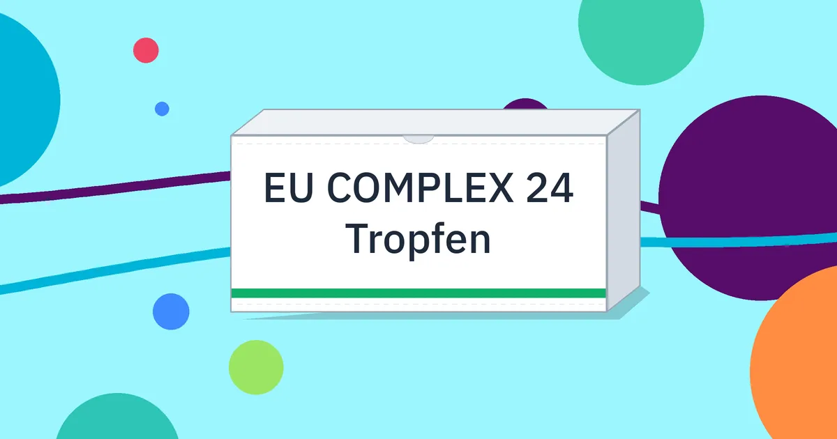 Symbolbild: Packung mit der Aufschrift EU COMPLEX 24 Tropfen (PZN 16785138) – Verfügbarkeit und Bezug in Apotheken in Frankfurt am Main
