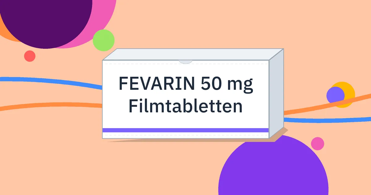 Symbolbild: Packung mit der Aufschrift FEVARIN 50 mg Filmtabletten (PZN 02796598) – Verfügbarkeit und Bezug in Apotheken in Frankfurt am Main