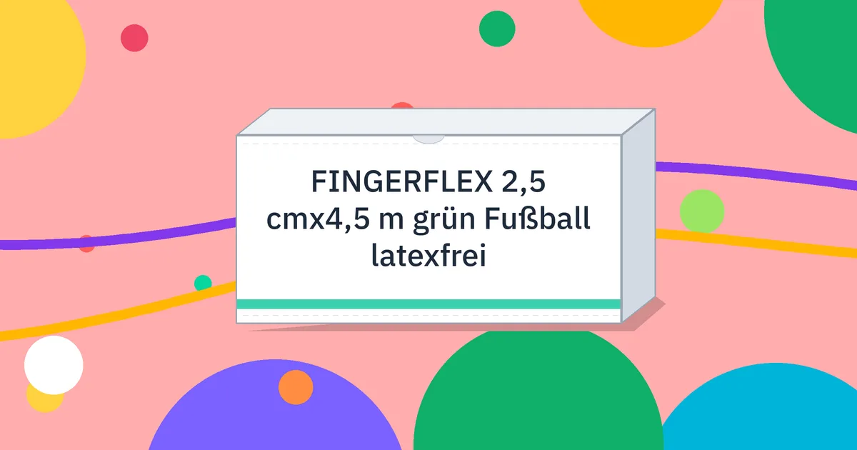 Symbolbild: Packung mit der Aufschrift FINGERFLEX 2,5 cmx4,5 m grün Fußball latexfrei (PZN 15606926) – Verfügbarkeit und Bezug in Apotheken in Frankfurt am Main