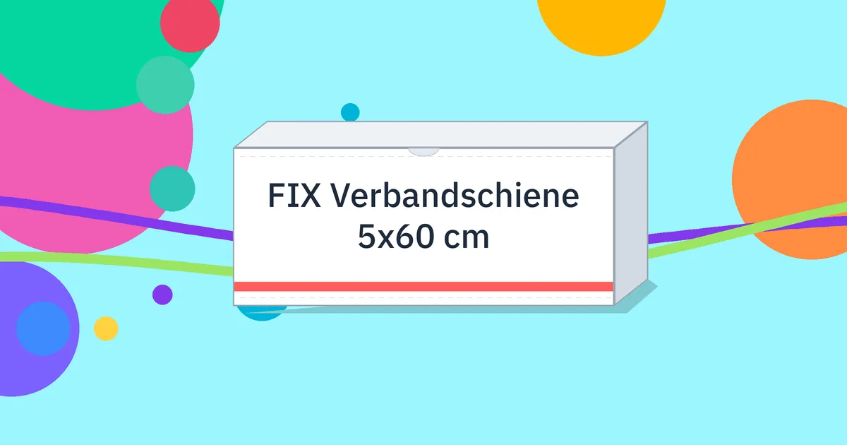 Symbolbild: Packung mit der Aufschrift FIX Verbandschiene 5x60 cm (PZN 06992712) – Verfügbarkeit und Bezug in Apotheken in Frankfurt am Main