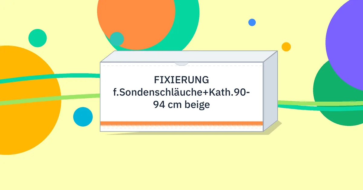 Symbolbild: Packung mit der Aufschrift FIXIERUNG f.Sondenschläuche+Kath.90-94 cm beige (PZN 20653276) – Verfügbarkeit und Bezug in Apotheken in Frankfurt am Main