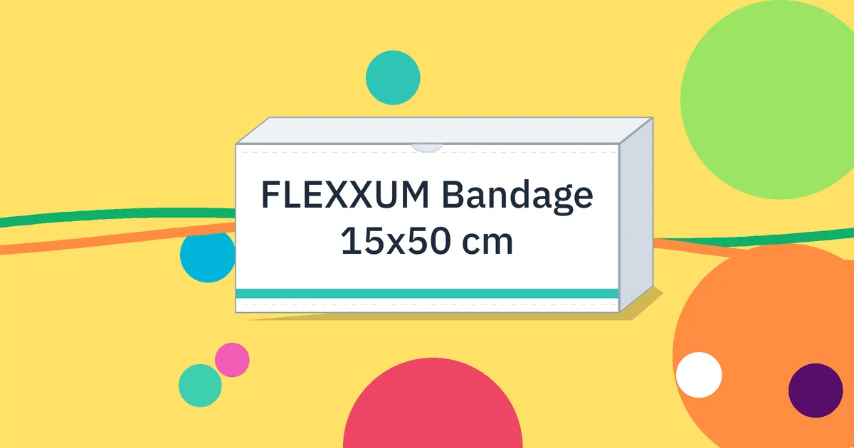 Symbolbild: Packung mit der Aufschrift FLEXXUM Bandage 15x50 cm (PZN 04896588) – Verfügbarkeit und Bezug in Apotheken in Frankfurt am Main