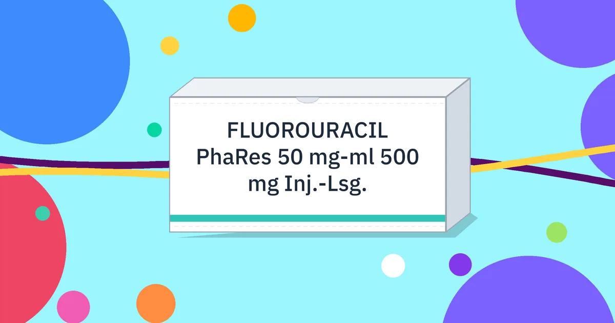 Symbolbild: Packung mit der Aufschrift FLUOROURACIL PhaRes 50 mg-ml 500 mg Inj.-Lsg. (PZN 12476682) – Verfügbarkeit und Bezug in Apotheken in Frankfurt am Main