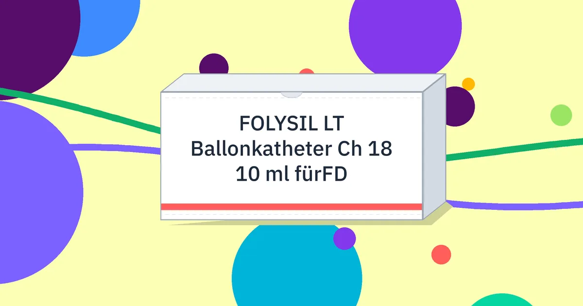 Symbolbild: Packung mit der Aufschrift FOLYSIL LT Ballonkatheter Ch 18 10 ml fürFD (PZN 16514161) – Verfügbarkeit und Bezug in Apotheken in Frankfurt am Main