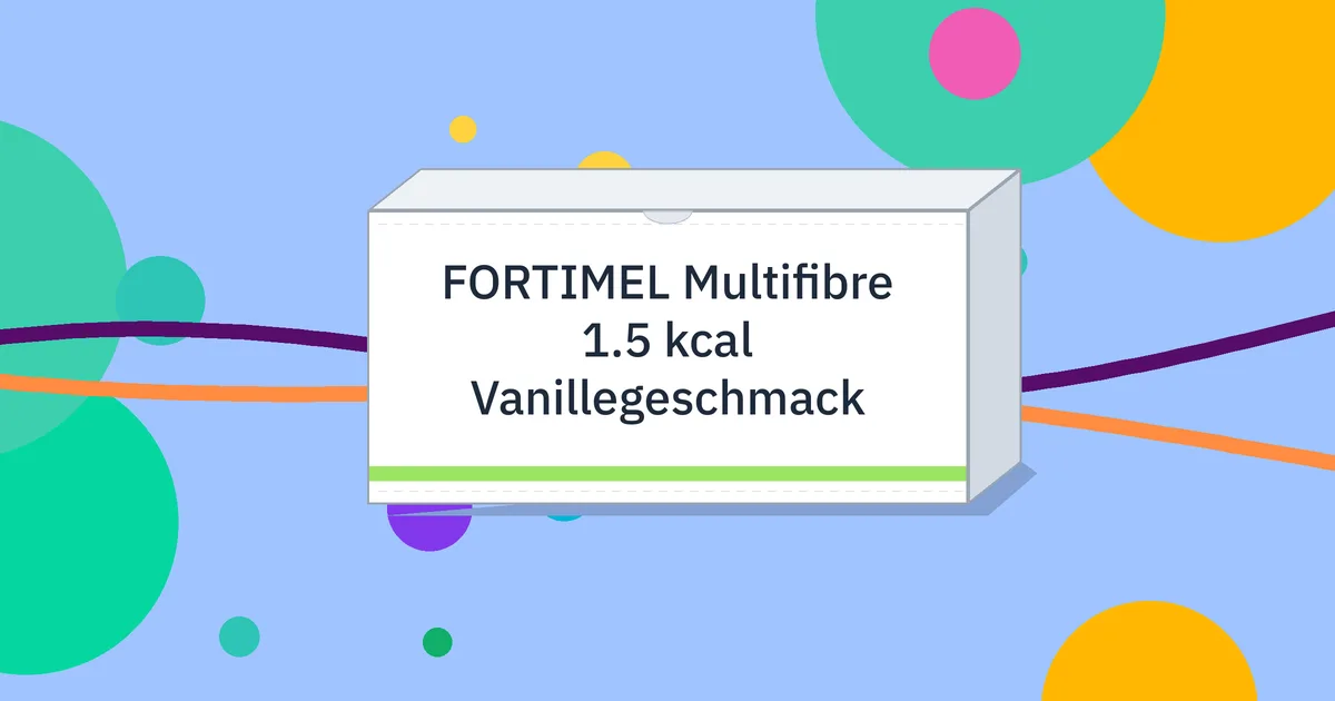 Symbolbild: Packung mit der Aufschrift FORTIMEL Multifibre 1.5 kcal Vanillegeschmack (PZN 19095859) – Verfügbarkeit und Bezug in Apotheken in Frankfurt am Main
