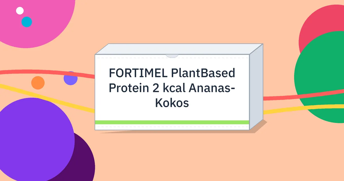 Symbolbild: Packung mit der Aufschrift FORTIMEL PlantBased Protein 2 kcal Ananas-Kokos (PZN 19450183) – Verfügbarkeit und Bezug in Apotheken in Frankfurt am Main