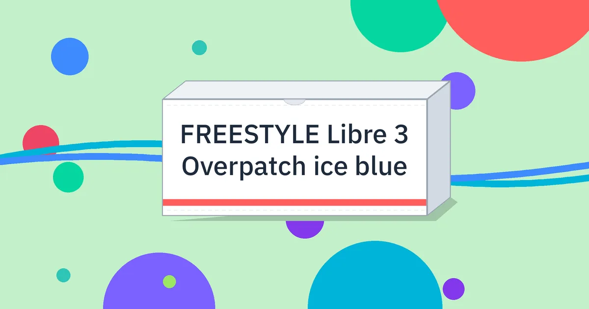 Symbolbild: Packung mit der Aufschrift FREESTYLE Libre 3 Overpatch ice blue (PZN 19865139) – Verfügbarkeit und Bezug in Apotheken in Frankfurt am Main