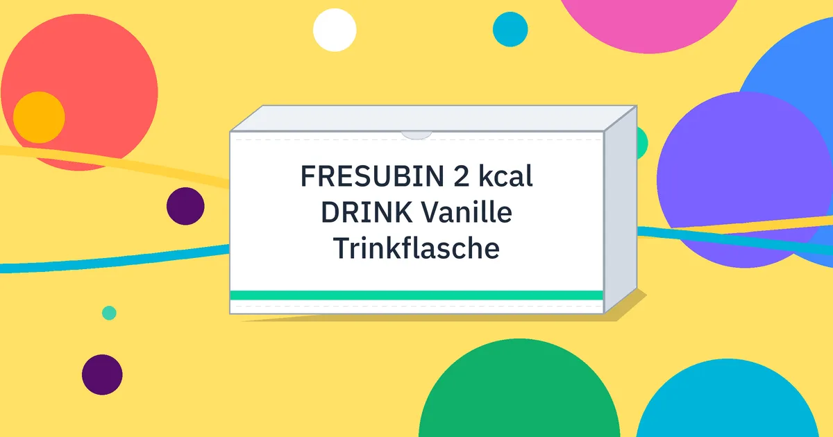 Symbolbild: Packung mit der Aufschrift FRESUBIN 2 kcal DRINK Vanille Trinkflasche (PZN 14359868) – Verfügbarkeit und Bezug in Apotheken in Frankfurt am Main