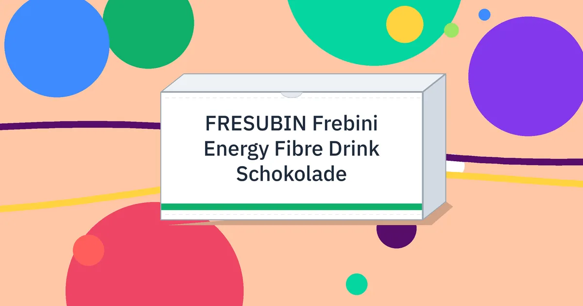 Symbolbild: Packung mit der Aufschrift FRESUBIN Frebini Energy Fibre Drink Schokolade (PZN 14145110) – Verfügbarkeit und Bezug in Apotheken in Frankfurt am Main