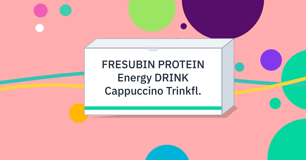 Symbolbild: Packung mit der Aufschrift FRESUBIN PROTEIN Energy DRINK Cappuccino Trinkfl. (PZN 02916513) – Verfügbarkeit und Bezug in Apotheken in Frankfurt am Main