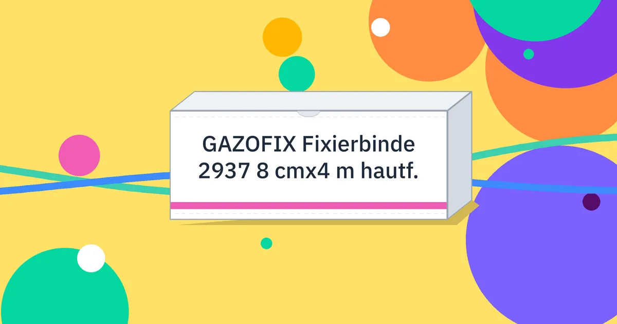 Symbolbild: Packung mit der Aufschrift GAZOFIX Fixierbinde 2937 8 cmx4 m hautf. (PZN 06077624) – Verfügbarkeit und Bezug in Apotheken in Frankfurt am Main