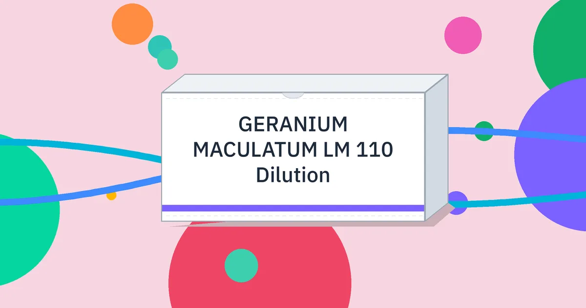 Symbolbild: Packung mit der Aufschrift GERANIUM MACULATUM LM 110 Dilution (PZN 12876996) – Verfügbarkeit und Bezug in Apotheken in Frankfurt am Main