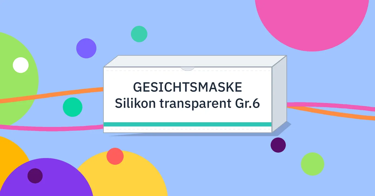 Symbolbild: Packung mit der Aufschrift GESICHTSMASKE Silikon transparent Gr.6 (PZN 00852720) – Verfügbarkeit und Bezug in Apotheken in Frankfurt am Main