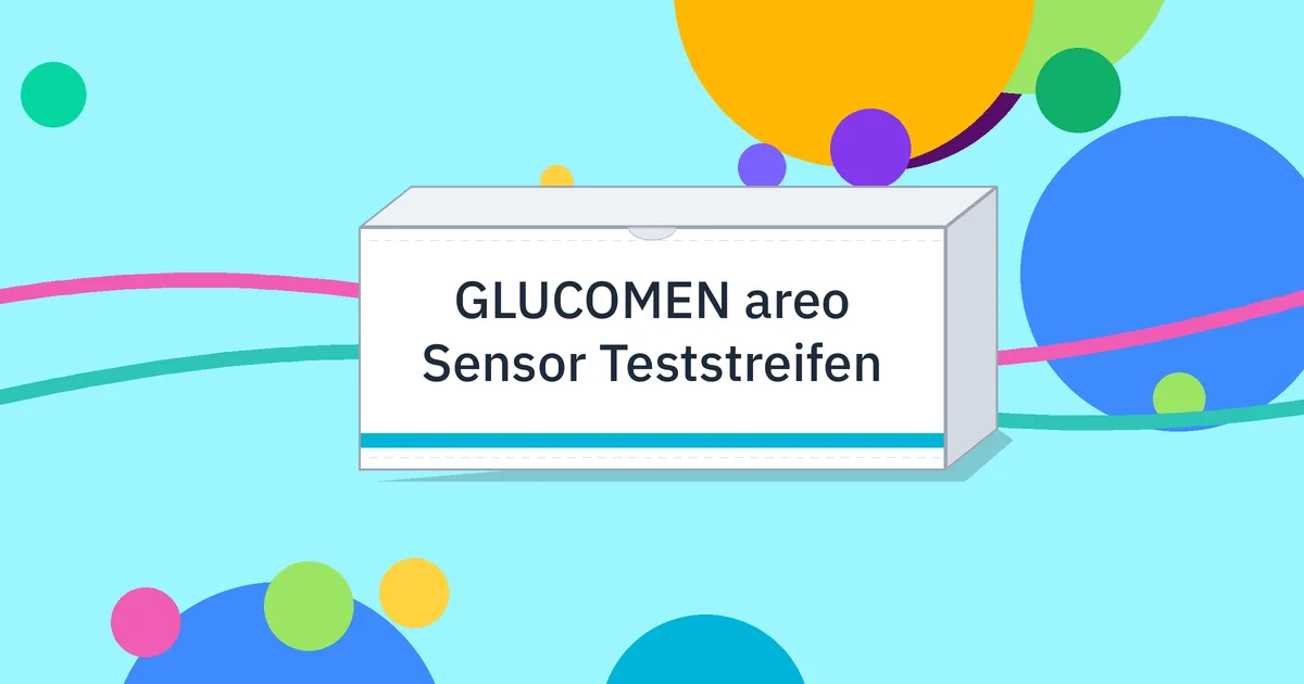 Symbolbild: Packung mit der Aufschrift GLUCOMEN areo Sensor Teststreifen (PZN 12772771) – Verfügbarkeit und Bezug in Apotheken in Frankfurt am Main