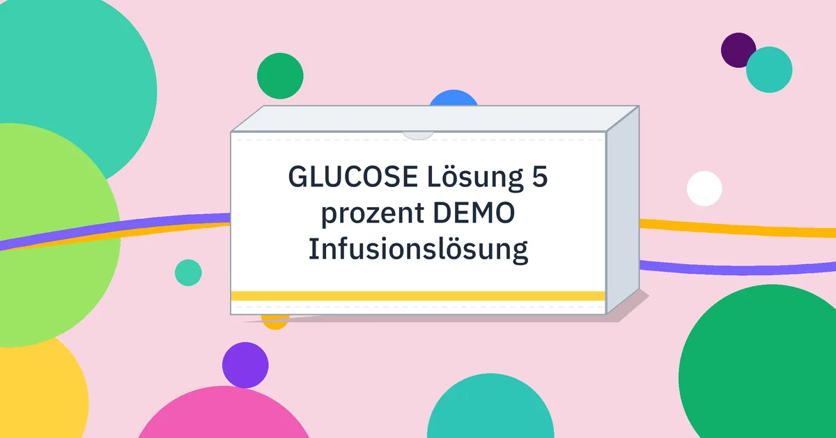 Symbolbild: Packung mit der Aufschrift GLUCOSE Lösung 5 prozent DEMO Infusionslösung (PZN 10275376) – Verfügbarkeit und Bezug in Apotheken in Frankfurt am Main
